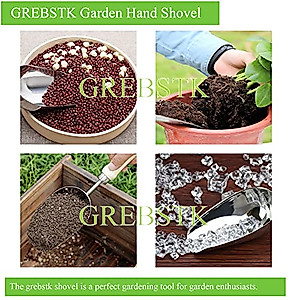 GREBSTK Garden Hand Large Capacity Fertilizer Scoop Soil Shovel Stainless Steel Gardening Trowel for Transplanting, Digging, Planting, Cultivation