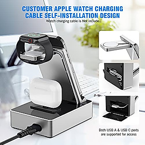 100W Aluminum Alloy Charging Station for Multiple Devices, 8 in 1 Wireless Charging Station, USB C Charging Station Compatible with iPhone 14Pro Max - 8, iWatch, AirPods Pro