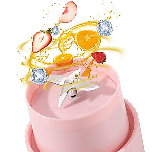 SH-RuiDu Portable Blender, 450ml Personal Size USB Rechargeable Mini Blender Fruit Juicer with 6 Strong Cutting Power Blades for Shakes and Smoothies, Portable Juicer for Home Office Travel Sports