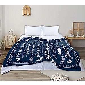 Happy 90th Birthday Gifts Behind You All Your Memories Personalized Blanket for Women Her Wife Sister Mom Friends Grandmother Coworker Boss 90 Years Old Blankets Throw Couch Bed Sofa
