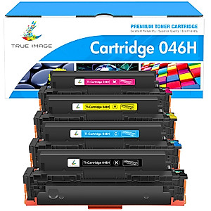 TRUE IMAGE Compatible Toner Cartridge Replacement for Canon 046H 046 CRG-046H Color ImageCLASS MF733Cdw MF731Cdw MF735Cdw LBP654Cdw MF731 MF733 Printer Ink (Black Cyan Magenta Yellow, 4-Pack)