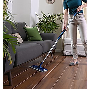Silva Microfiber Mop Set with Re-usable Microfiber Pads(Wet/Dry/Wall) | 360-Rotating Mop Head | Sturdy, Extra Long, and Adjustable Mop Pole | Ergonomic Soft-Sponge Handle