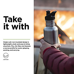 Klean Kanteen Classic Narrow Sport Cap Brushed Stainless Bottle 532Ml, 1 EA