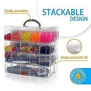 Bins & Things Stackable Storage Container with Clear, 4 -Tier 40 Comprt Large - Craft Storage / Craft Organizers and Storage - Bead Organizer Box / Art Supply Organizer - Ribbon Organizer and Sewing Box