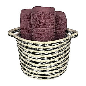 ZP Home Goods Cotton Rope Basket - Set of 2 for Kitchen, Bathroom, Laundry, Nursery, Craft, pet, Kids, Living Room, Closet, mud Room, Gift and Storage (Black)