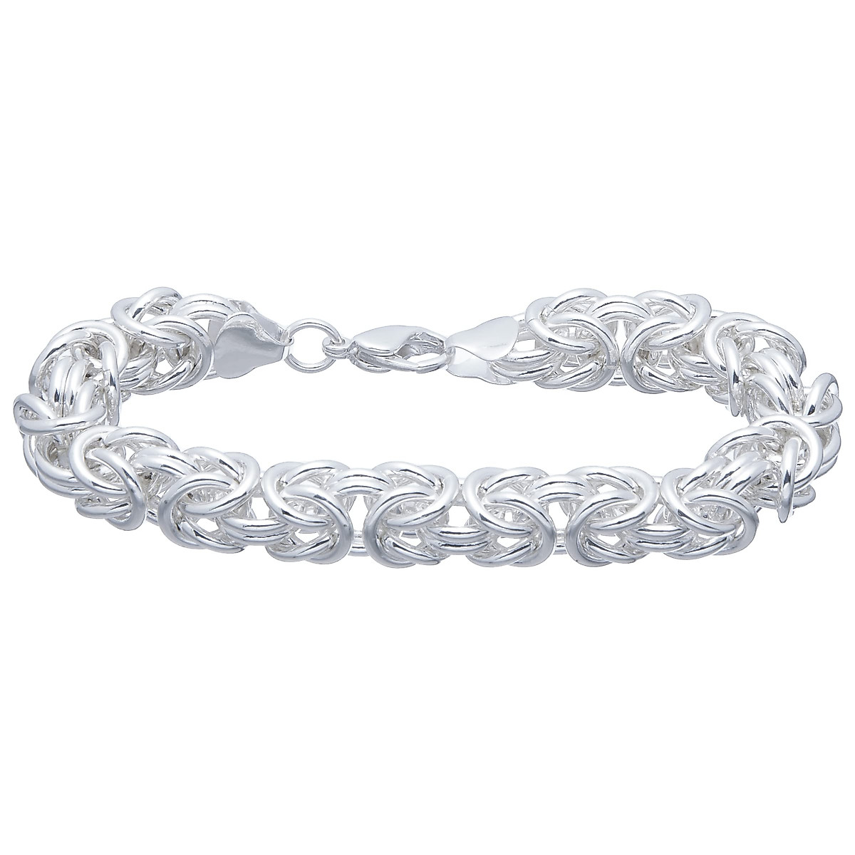 Viosi Byzantine Bracelets for Women/Men Sterling Silver Plated Classic Unique Cute Gifts Handmade Chunky Bracelet Link Chain with Lobster Clasp 10mm Width (Sterling Silver Plated, 8 Inches)