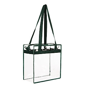 BAGAIL Clear bags Stadium Approved Clear Tote Bag with Zipper Closure Crossbody Messenger Shoulder Bag with Adjustable Strap(12 Inch X 12 Inch X 6 Inch,Green)