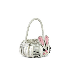 G6 COLLECTION Hand Woven Bunny Rattan Wedding Flower Girl Basket Decorative Bin Home Decor Organizer Cute Handmade Handcrafted Nursery Gift Animal Storage Decoration Easter Wicker Rabbit (Small)
