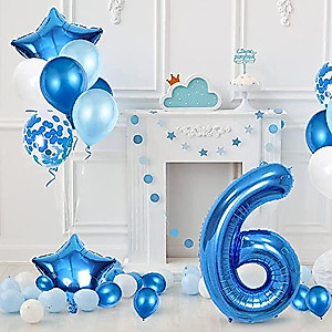 Number 6 balloon Blue, Number 6 Balloon 40 inch for 6th Birthday Party