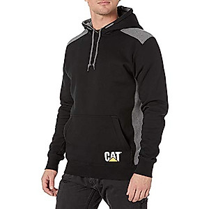 Caterpillar Men's Logo Panel Hooded Sweatshirt (Regular and Big Sizes), Black, Large