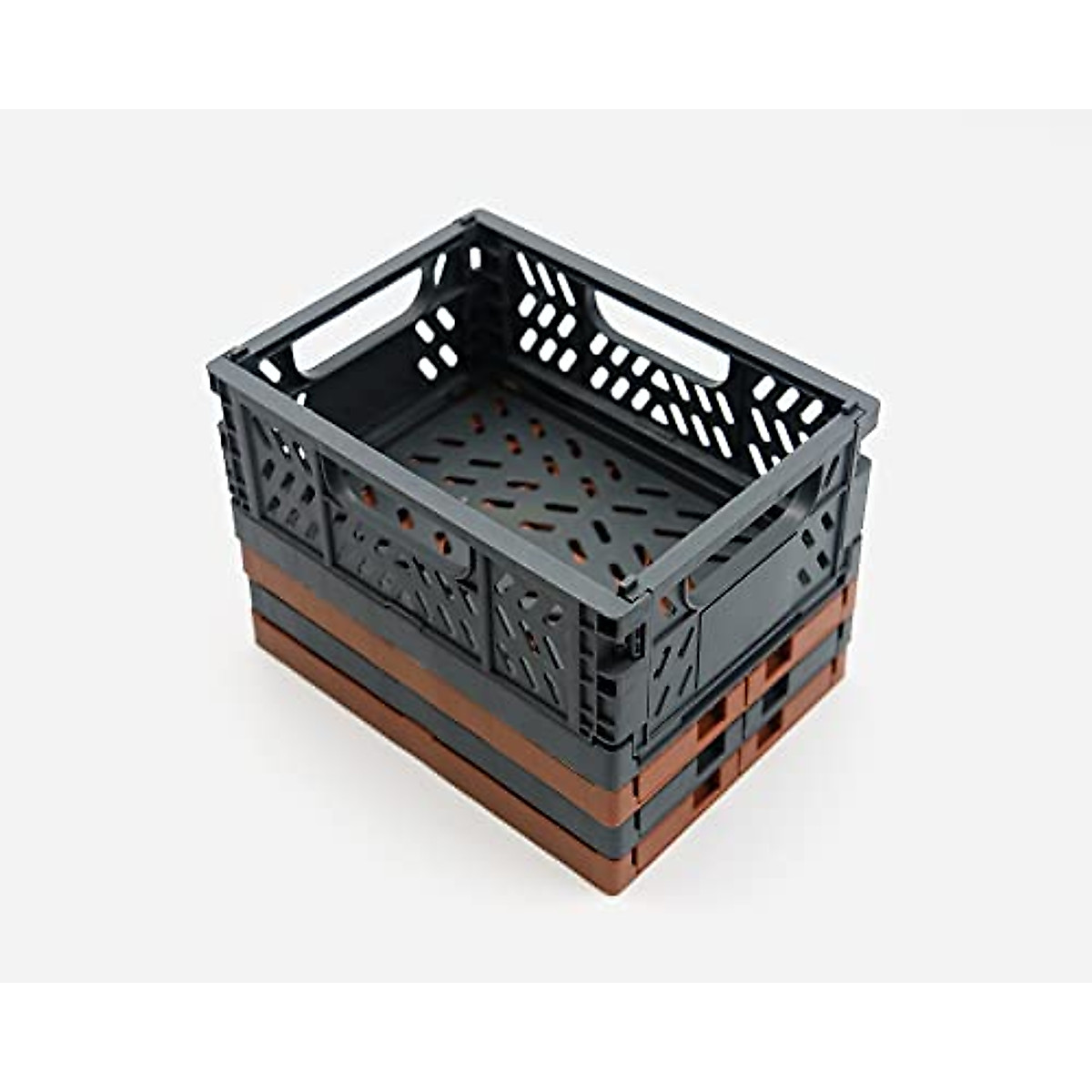 Chloe Emily & Co Stylish Stackable Storage Bins | Sets Plastic Sturdy Foldable Storage Crates for Office, Pantry, Bathroom & Kitchen Organization | Set of 2 (Large, Pink)