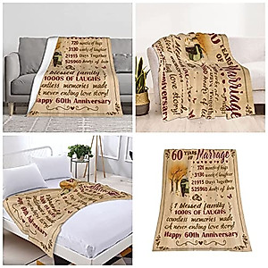 Pigipfu Anniversary Marriage Gifts, Anniversary Blankets 60x50 Gifts for Him, 60th Anniversary Wedding Gifts for Husband, 60 Year Anniversary Wedding Gifts for Wife, Anniversary Wedding Gifts for Her