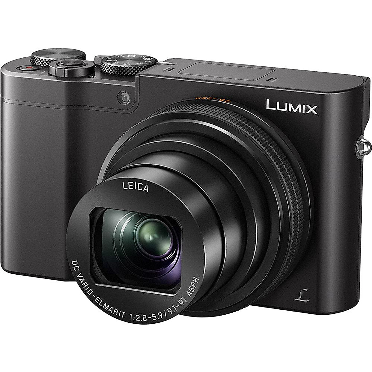 Panasonic Lumix DMC-ZS100 Digital Camera (Black) (DMC-ZS100K) - Bundle - with 64GB Memory Card + LED Video Light + DMW-BLE9 Battery + Soft Bag + 12 Inch Flexible Tripod + Cleaning Set