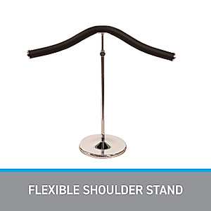 SSWBasics Flexible Shoulder Stand Featuring a Bendable 21” Arm (Adjustable Display 18”H- 30”H) – Countertop Shirt Display, Clothing Display Mannequin, Tabletop Stand for Clothes