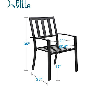 PHI VILLA Wrought Iron Patio Outdoor Dining Chairs, Portable Black Outdoor Patio Chairs Set of 4, Stackable Indoor Outdoor Bistro Deck Metal Chairs for Garden Backyard Lawn, Support 300 lbs