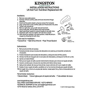 Kingston Brass DLT5301A0 Made to Match Twist and Close Tub Drain Conversion Kit, Matte Black 2.25 x 3.13 x 2.75