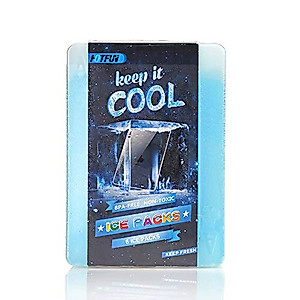 HOTFUN Ice Packs for Lunch Box Slim Reusable Freezer Dry Ice Pack for Coolers Keep Cold and Fresh for Outdoor Camping Picnic and Parties (Set of 6), blue