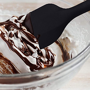 HFLYJPYW Spatulas Set of 6, Food Grade Silicone Spatulas Rubber Heat Resistant, Stainless Steel Core, Kitchen Utensils Nonstick for for Cooking, Baking and Mixing (Black)