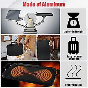 Stove Top Flat Griddle,2 Burner Griddle Grill Pan for Glass Stove Top Grill,Aluminum Pancake Griddle,Non-Stick Top Griddle for Gas Grill, Double Burner Griddle For Camping/Indoor