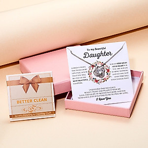 To My Daughter Necklace Love Knot Daughter Necklace form Mom Dad To My Beautiful Daughter Birthday Graduation Christmas Jewelry Gifts form Mom Dad (To My Daughter)