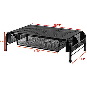 SimpleHouseware Metal Desk Monitor Stand Riser with Organizer Drawer