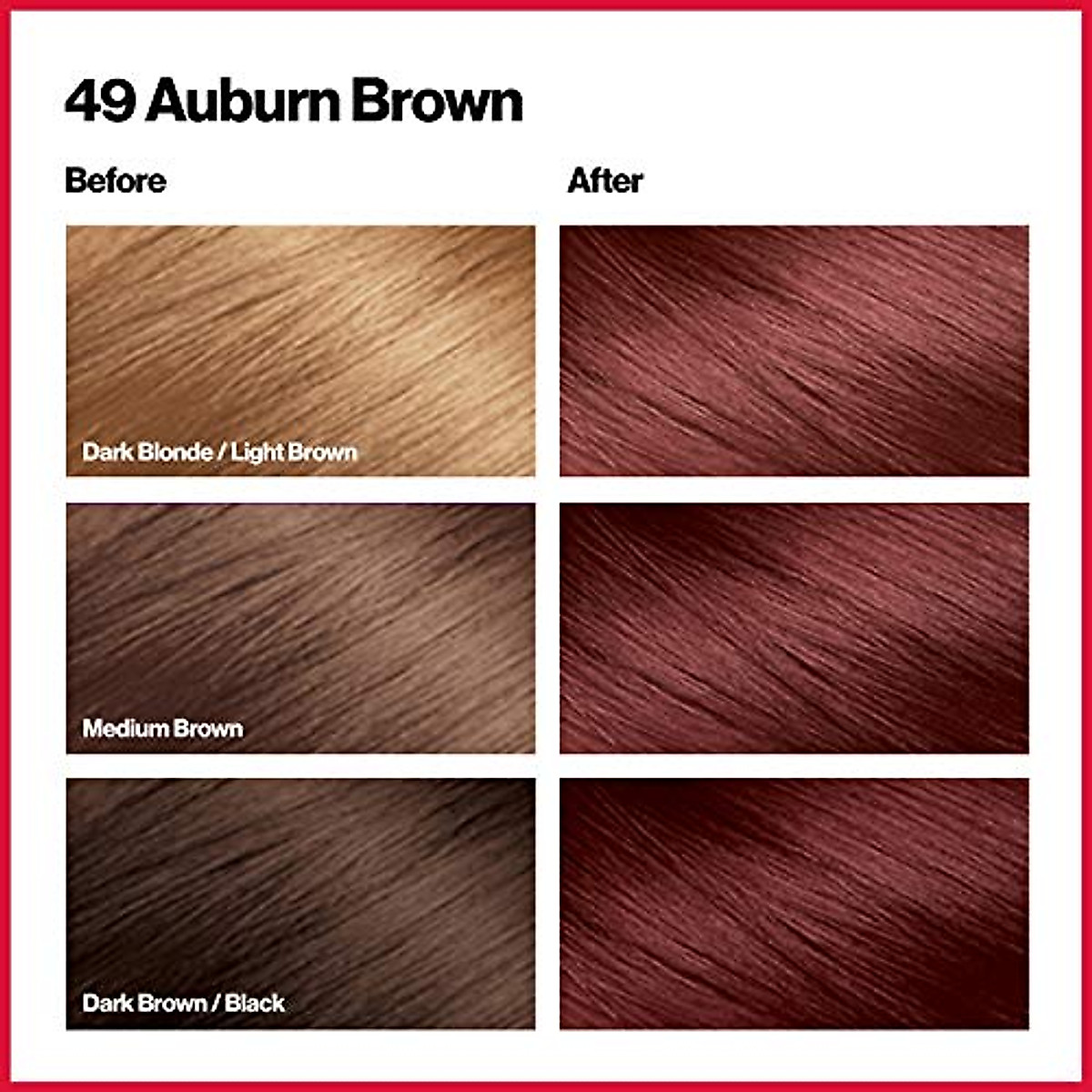 Revlon Colorsilk Beautiful Color, Permanent Hair Dye with Keratin, 100% Gray Coverage, Ammonia Free, 49 Auburn Brown