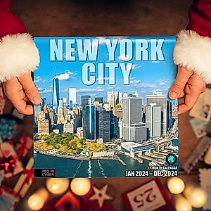 RED EMBER New York City 2024 Wall Calendar 12 Month | 12" x 24" Open | Thick & Sturdy Paper | Giftable | Calendar 2024