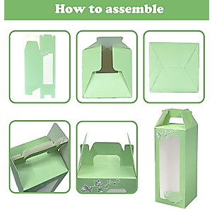 HEIPINIUYE 12 Pcs Sage Green Party Favor Boxes Gift Gable Boxes with Window Boho Candy Boxes Cookie Boxes for Birthday Wedding Baby Shower Party Decorations Candy Treat Boxes