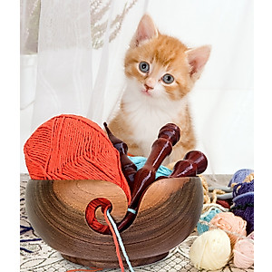 Yarn Bowl Walnut 7"X3" - Wooden, Handmade from Special European Walnut Wood - Storage Organizer, Holder for Knitting and Crochet by Yarn Story