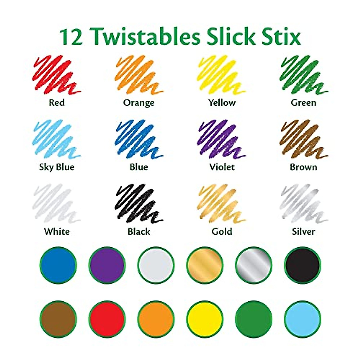 Crayola Twistables Slick Stix Crayons, 12 Count, Oil Pastel Alternative, Ages 3 & Up, Assorted