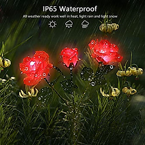 PINPON Christmas Solar Garden Landscape Lights Outdoor, 4 Pack Waterproof Flower Fairy Decorative Lights with Bigger Solar Panel for Pathway Yard Patio Decor, Multi-Color