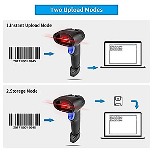 NetumScan Wireless Barcode Scanner with Stand, Portable Automatic Barcode Reader 2-in-1 (2.4G Wireless & USB 2.0 Wired QR Code Scanner for Warehouse POS and Computer (1D)
