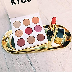 2 Pcs Stainless Steel Towel Tray Dish Plate Storage Tray Tea Tray Fruit Trays Cosmetics Jewelry Organizer, Oval , Gold