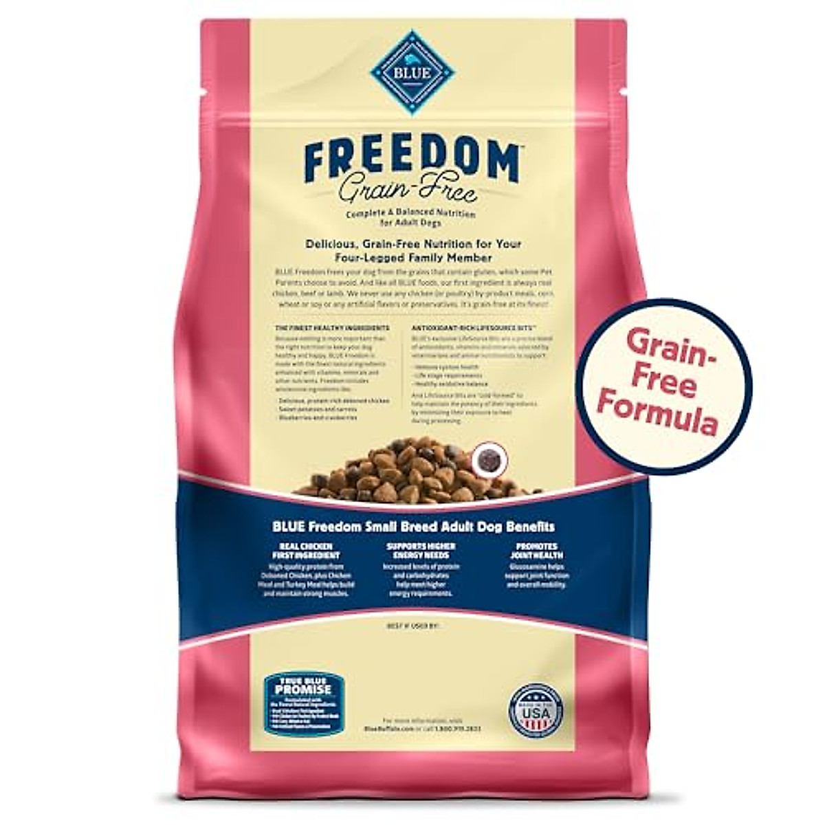 Blue Buffalo Freedom Grain-Free Small Breed Dry Dog Food, Supports High Energy Needs, Made in the USA With Natural Ingredients, Chicken & Potatoes, 4-lb. Bag