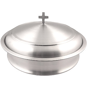 Communion Ware Holy Serving Tray Including Center Bread Plate with A Cover - Stainless Steel (Silver/Matte)