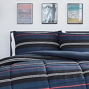 Nautica | Talmage Collection | Ultra Soft & Cozy Silky Microfiber Lightweight Reversible Comforter with Matching Sham(s), Queen, Navy