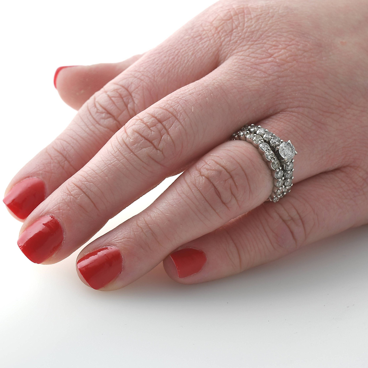 2ct Diamond Engagement Wedding Ring Set 14k White Gold - Size 5