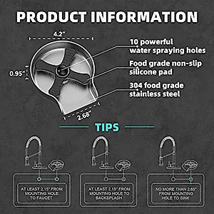 Metal Glass Rinser for Kitchen Sink, Bottle Washer, 304 Stainless Steel, Brush Nickel