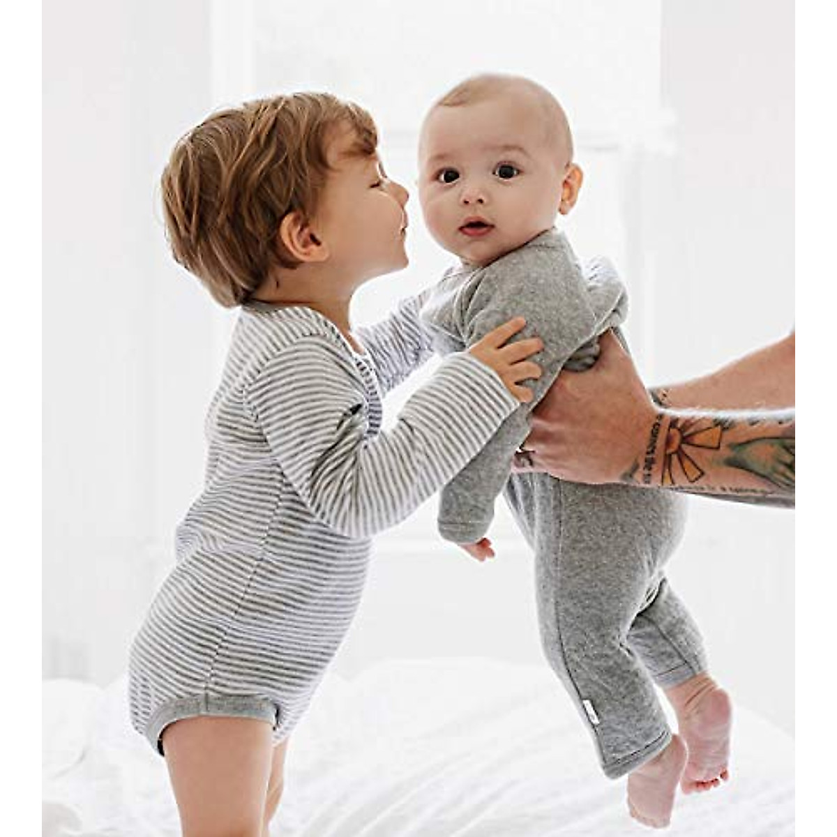 Burt's Bees Baby unisex baby Bodysuits, 3-pack Long & Short-sleeve One-pieces, 100% Organic Cotton Bodysuit, A-bee-c, 3 Months US