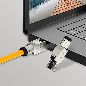 VCELINK RJ45 Cat7 Connectors 2-Pack, Tool-Free Zinc Alloy Shielded Ethernet Termination Plugs for 23AWG SFTP Cables, 10G Easy Internet Plug, Fast Field Installation