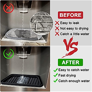 KindGa Refrigerator Drip Catcher Tray,Protector Ice and Water Dispenser Pan,Fridge Spills Water Pad Catch Basin for Drainage 2 Pack (Rectangular,Black)