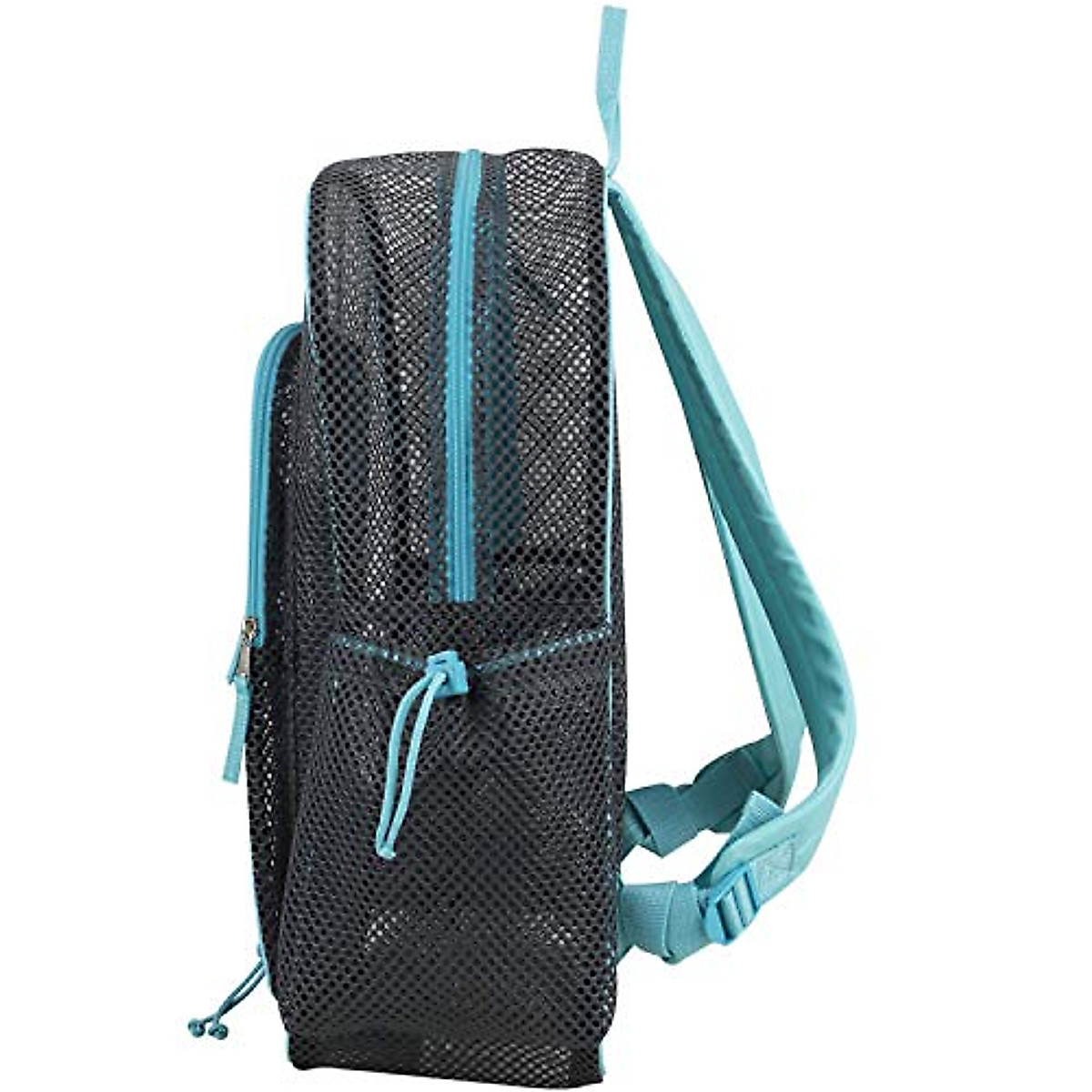 Eastsport XL Semi-Transparent Mesh Backpack with Comfort Padded Straps and Adjustable Bungee for Work, Sports, Beach, College and Security - Grey w/Blue