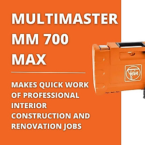 Fein MultiMaster MM 700 Max Oscillating Multitool Set - Ideal for Swift Progress in Interior Construction and Renovation Projects - 450 W Consumption, 250 W Output, 10,000-19,500 OPM - 72296862090