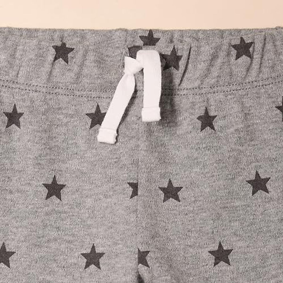 Amazon Essentials Unisex Babies' Cotton Pull-On Shorts, Pack of 3, Black/Grey Heather Stars/White Stripe, 24 Months