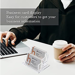 Business Card Holder for Desk 2 Tier 2 Slots, Clear Acrylic Business Card Display Stand, Holds100 Cards-1 Pack (2 Slots-H)