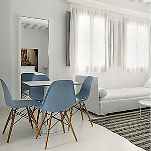 2xHome RayLeg Natural Wood Base, Dining Side Chair, Blue