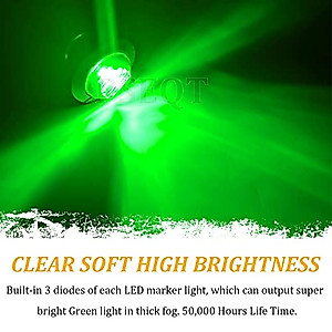 PSEQT 3/4" Round LED Side Marker Clearance Lights Front Rear Top Marker Indicators Tail Light Waterproof for Trailer Truck Car Bus Van Pickup RV Wrangler ATV UTV (20Pcs Green LED Lights)