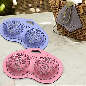 Cjeuxnr 2pcs Bra Washing Bag Silicone Mesh Underwear Laundry Bags,Bra Laundry Bag Fits A-C Cup Bras,Anti Deformation Lingerie Bag for Washer/Dryer Machines (Pink+Purple)