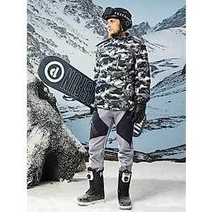 MAGCOMSEN Snow Pants Men Waterproof Pants Softshell Hiking Pants Mens Winter Pants Fleece Lined Pants Ski Pants Warm Pants Skiing Pants Snowboard Pants for Men Light Grey