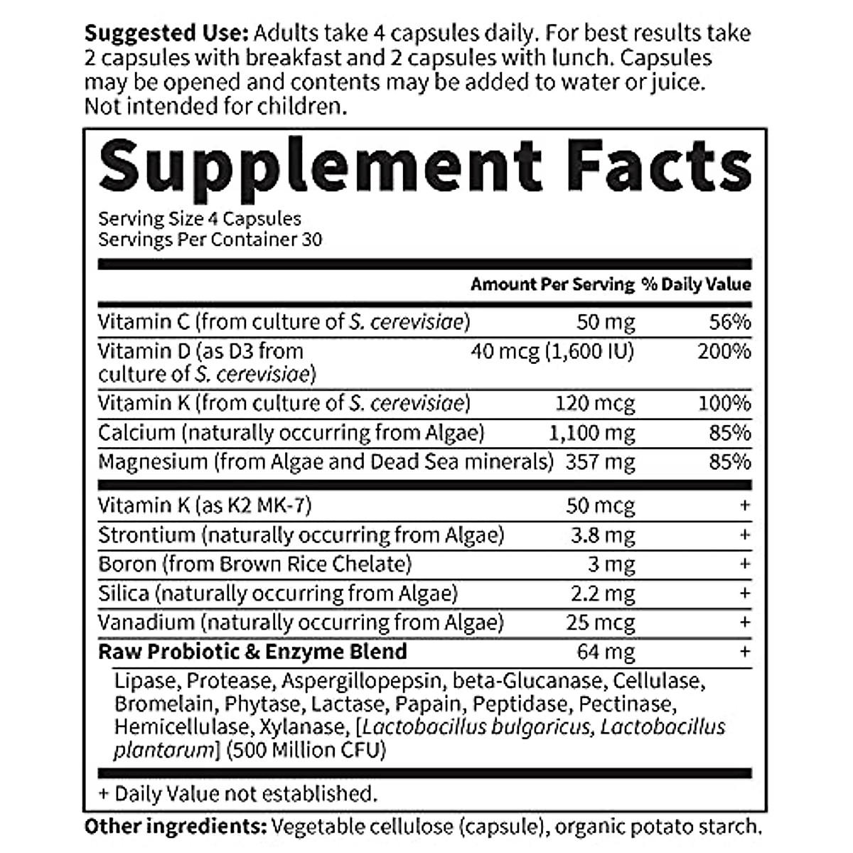 Garden of Life Raw Calcium Supplement for Women and Men - Vitamin Code Made from Whole Foods with Magnesium, K2, Vitamin D3 and Vitamin C Plus Probiotics for Digestion, 120 Capsules